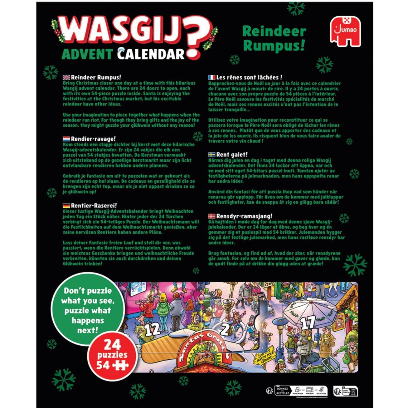 Wasgij Jigsaw Puzzle Advent Calendar - Reindeer Rumpus! - The Online ...