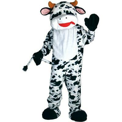 Adult Deluxe Cow Mascot Costume Animal Farm Animal Fancy Dress Outfit ...