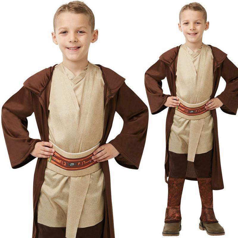 Boys Hooded Brown Jedi Robe Star Wars Child Luke Skywalker Fancy Dress ...
