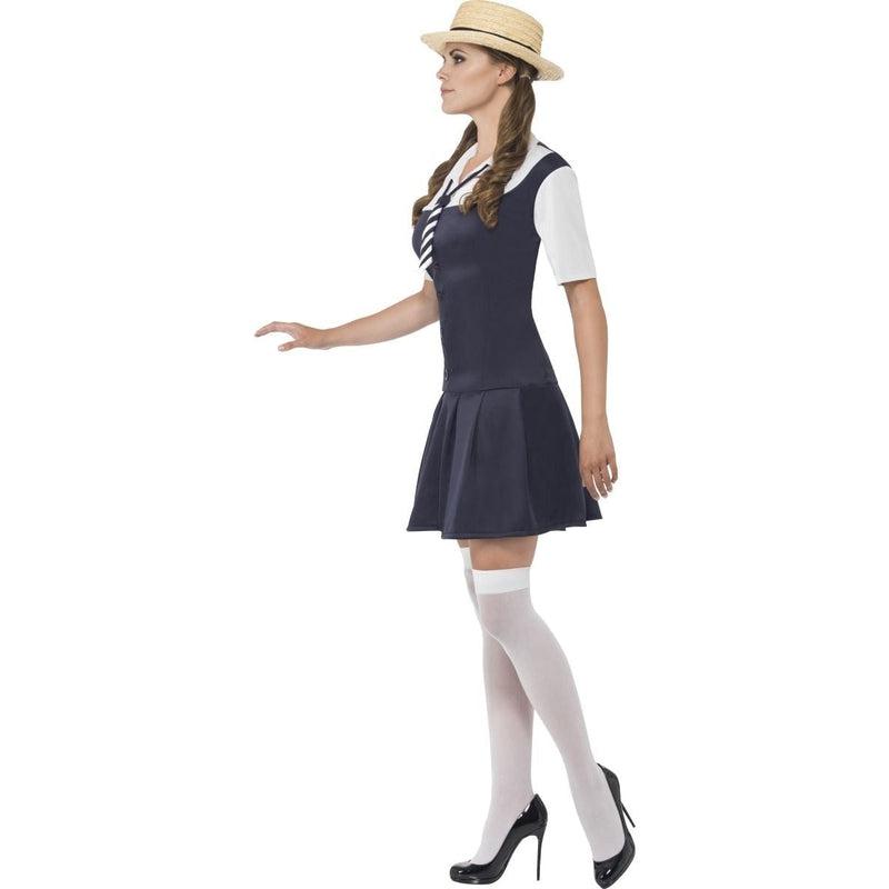 Ladies School Girl Costume St Trinians Schoolgirl Fancy Dress & Straw ...