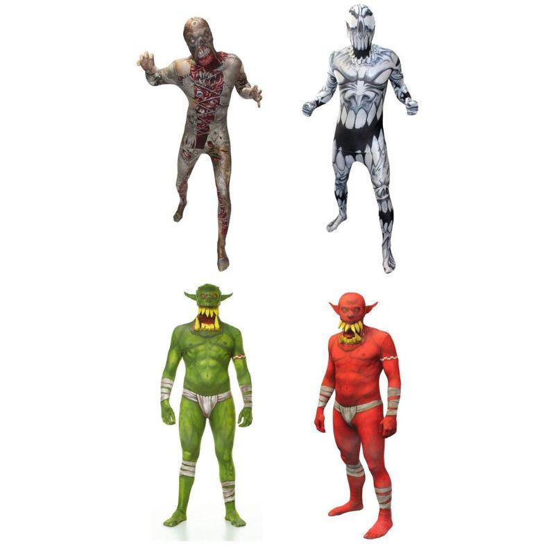 Mens Adult Morphsuits Halloween Monster Horror Fancy Dress Costume Out ...