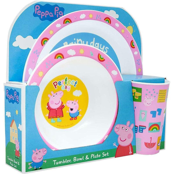 Peppa Pig 3 Piece Tableware Set Kids Childrens Dinner Plate, Bowl & Tu ...