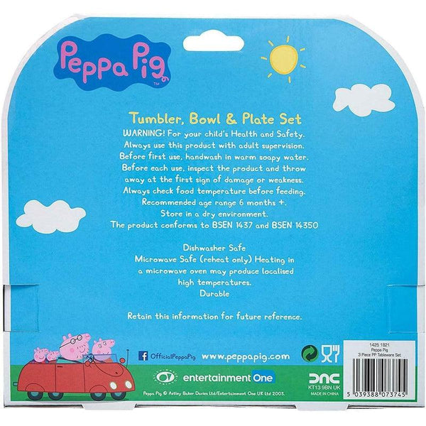 Peppa Pig 3 Piece Tableware Set Kids Childrens Dinner Plate, Bowl & Tu ...
