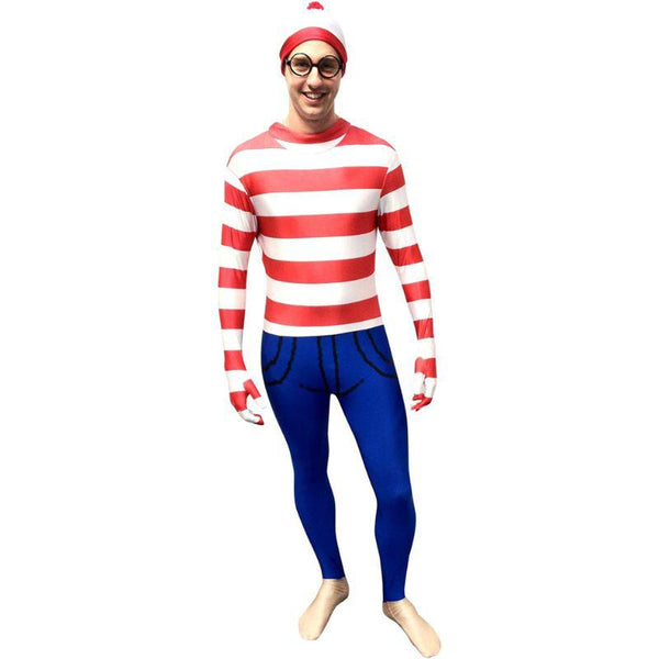 Where's Wally 2nd Skin Bodysuit Adult Fancy Dress Costume - The Online ...